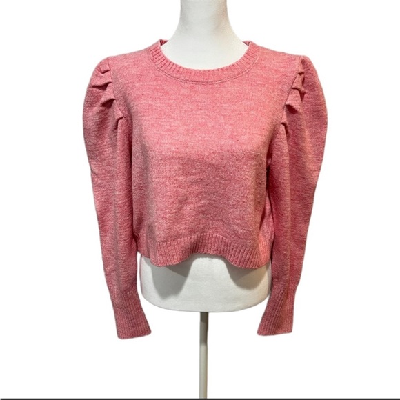 wild fable | Sweaters | Wild Fable Pink Puffed Sleeves Crewneck Sweater ...